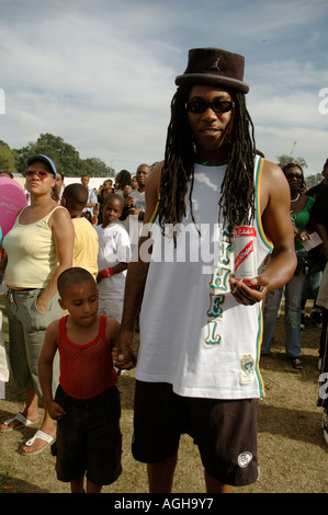 Rastafarian man at concert in Brockwell Park South London Stock Photo ...