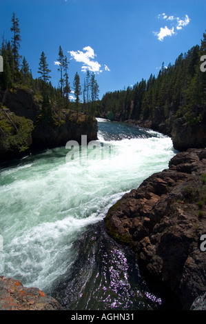 Rapids above falls of the Yellowstone River. Yellowstone National Park ...