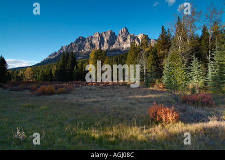 Monolithic Castle Mountain from Bow Valley Parkway Banff National Park ...