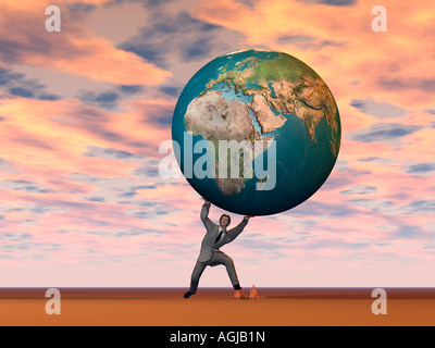 man carrying planet Earth Stock Photo - Alamy