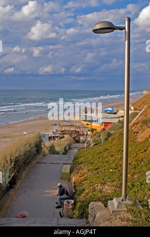 Israel Natanya the beach front the path down to the beach Stock Photo ...