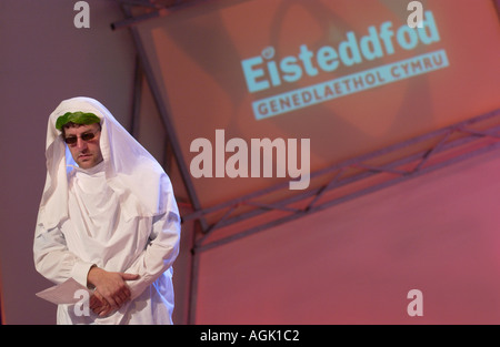 Bard Twm Morris on stage at the National Eisteddfod of Wales in Newport ...