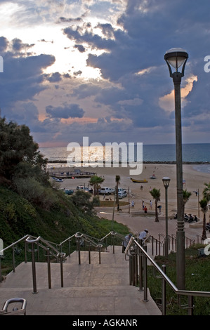 Israel Natanya the beach front the path down to the beach Stock Photo ...