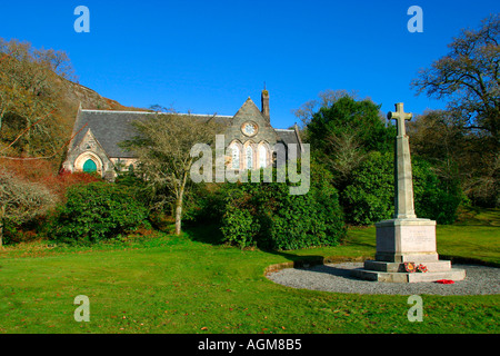Aberfoyle Parish Church Scotland with war memorial Stock Photo - Alamy