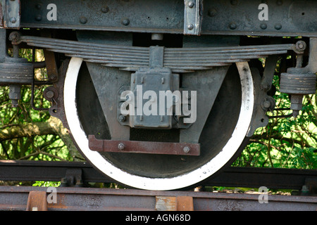 Leaf suspension springs on a railway carriage at Goathland station ...