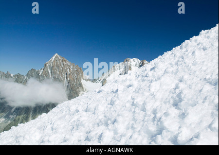 avalanche debris on the Grand Montets Chamonix France Stock Photo - Alamy