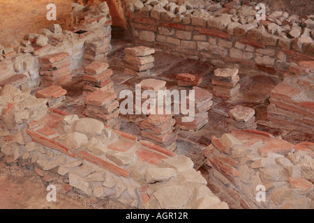 Under floor hypocaust heating system in the ruins of Vindolanda Roman ...