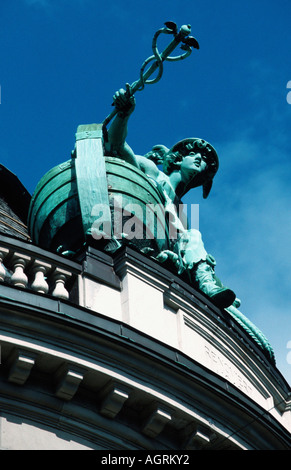 Statue on a roof. Statue on a roof Stock Photo - Alamy