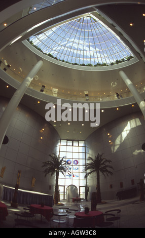 Inside view of the glass dome of the Perlan building Reykjavik Iceland ...