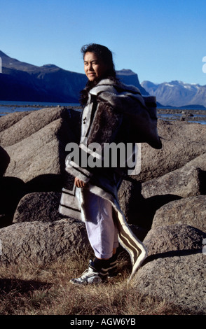 Young Inuit women in Pangnirtung, their costume a mix of trad and ...