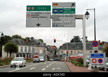 Road signs, Toutes Directions and Chateau XIII eme in the medieval town ...