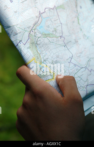 Map reading pointing lost plot terrain hike walk journey travel Stock ...