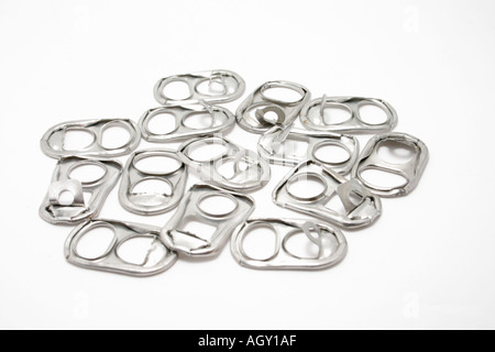 pull ring tabs from soft drink can with a single golden tab in the ...