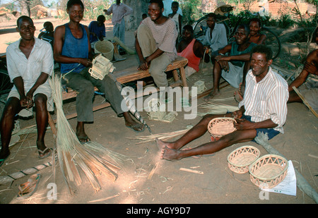 Basket makers with their baskets Monkey Bay Mangochi District Malawi ...