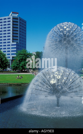 The Ferrier Fountain outside the Town Hall in Christchurch, New Zealand ...