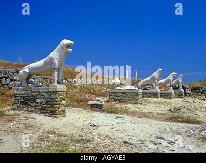 The Lion Statues Delos island sister island of Mykonos Greece Stock ...