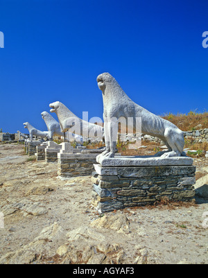 The Lion Statues Delos island sister island of Mykonos Greece Stock ...