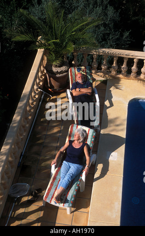 Spain, Senior man swimming in sea Stock Photo - Alamy