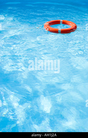 Lifebuoy with lifeline in the water, distress at sea, drowning ...