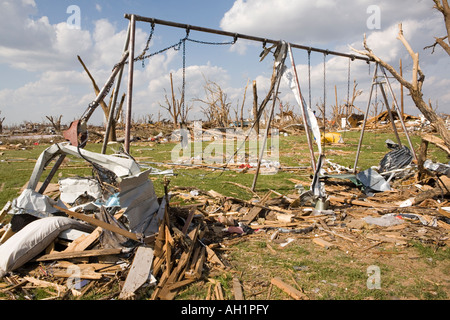 Tornado damage in Greensburg, Kansas, USA, after the massive killer ...