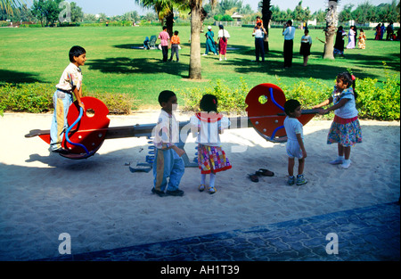 Dubai UAE Safa Park Children on Slides Stock Photo - Alamy