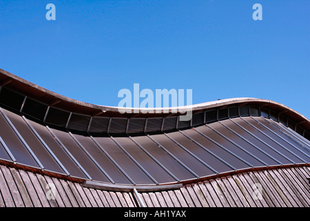 Curved roof of the Downland Gridshell at Weald and Downland Museum ...