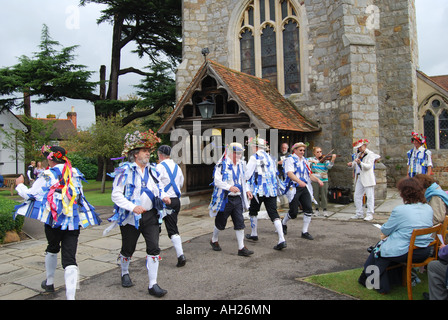 Morris Dancers performing, St Lawrence Church, High Street, Chobham ...