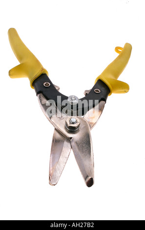 yellow wire cutters tin snips silhouetted on white background Stock ...