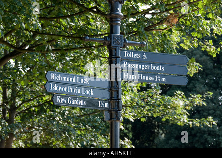 Signs along the Thames riverbank in Richmond London Stock Photo - Alamy