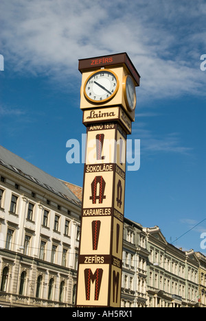 Riga, Latvia - Laima clock tower in Old Town of Riga marks the central ...