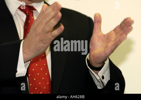 Hand gestures from Prime Minister Tony Blair while speaking at a Stock ...