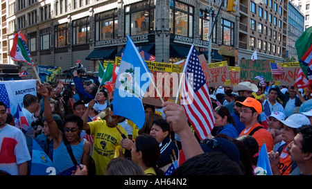 Hispanic workers marching in a protest in downtown Chicago Illinois ...