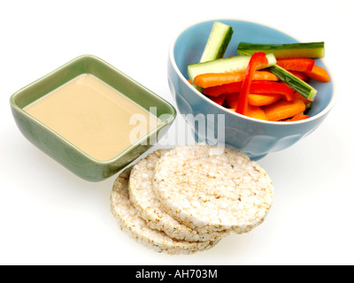 Rice Cakes with Vegetables and Tahini Stock Photo - Alamy