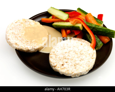 Rice Cakes with Vegetables and Tahini Stock Photo - Alamy