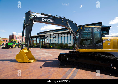 ILLINOIS Moline Earth moving equipment and a tractor in plaza outside ...