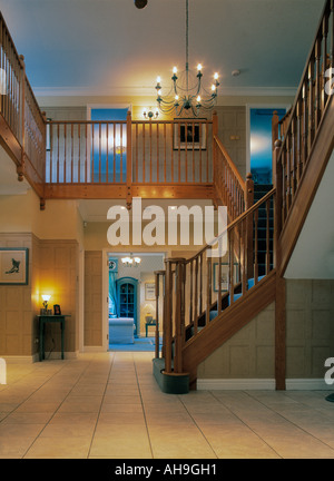 UK. A house interior, entrance hall open front door Stock Photo - Alamy