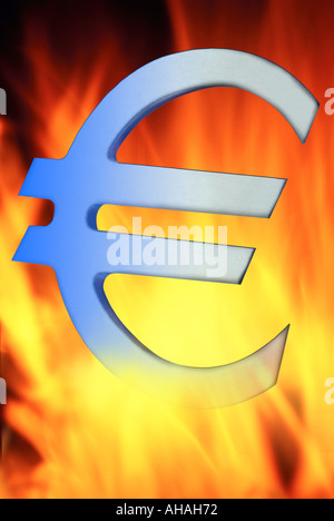 Euro symbol in fire flames Stock Photo - Alamy