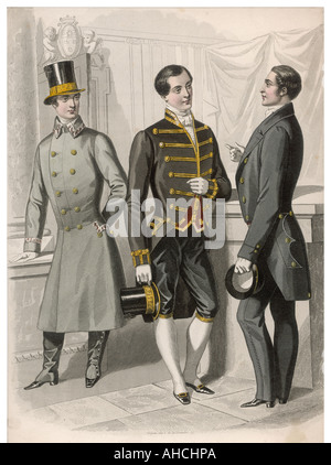 French menservants in outdoor and indoor livery: top hat with cockade ...