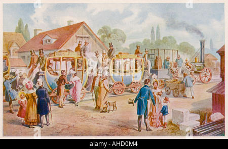 LIVERPOOL AND MANCHESTER RAILWAY 1830. The first passenger train in ...