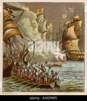 The Spanish Armada is defeated by the sailors of the English fleet in ...