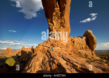 Sarah in the North Window - Arches Nat. Pk. Utah Stock Photo - Alamy