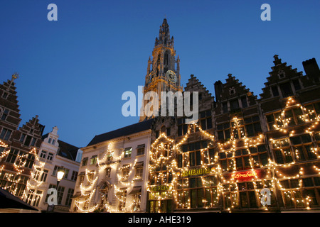 Belgium, Antwerp, Groenplaats, ice skating rink, winter Stock Photo - Alamy