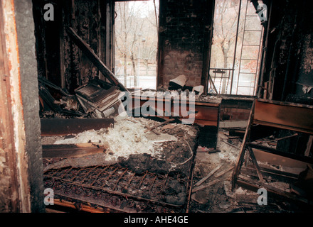 Interior of an apartment in Harlem destroyed by a fire Stock Photo - Alamy
