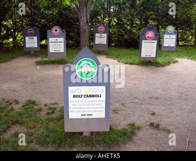 Gravestones at the Flavor Cemetery at Ben and Jerrys Ice Cream factory ...