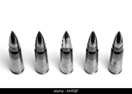 Bullets Lined Up Against A White Background Stock Photo - Alamy