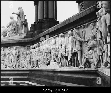 One of the sculpted friezes around the base of the Albert Memorial ...