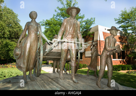 Statues of Mormon pioneers at the Mormon Trail Center at Historic ...