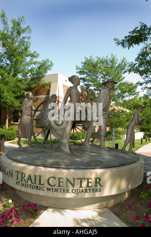 Statues of Mormon pioneers at the Mormon Trail Center at Historic ...