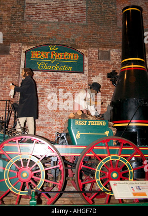Replica early steam locomotive on display at museum Stock Photo - Alamy