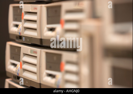pile of stacks of computer system boxes ready for data wipe and Stock ...